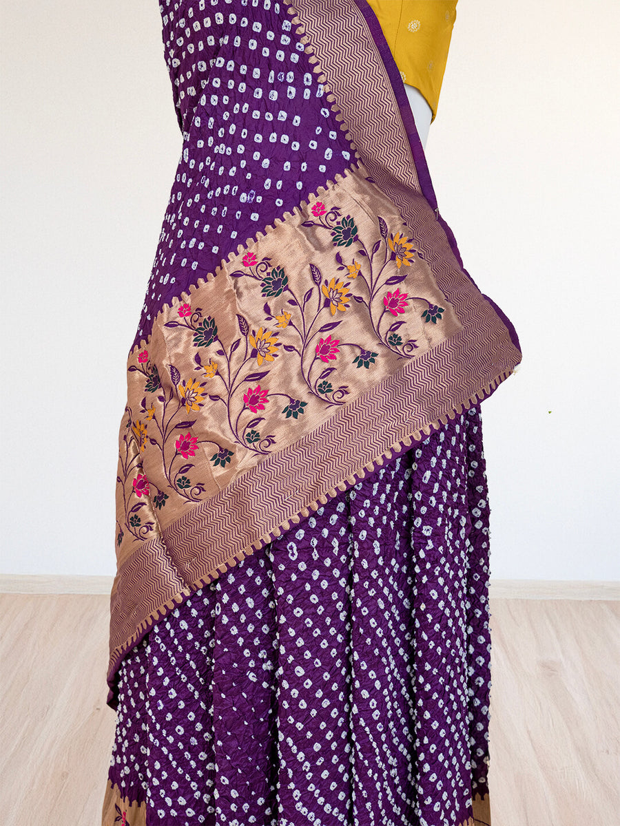 Jamli Paithani Bandhani Saree in Synthetic – Khatri Jamnadas Bechardas
